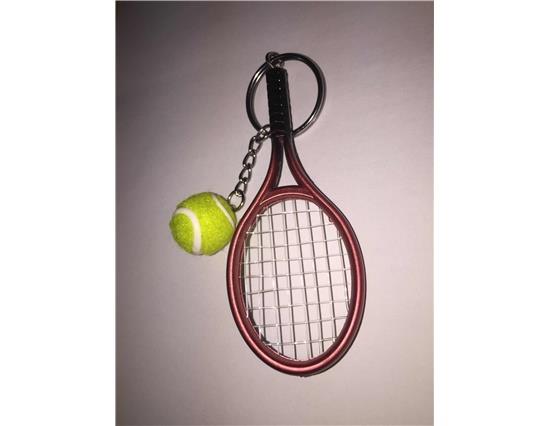 Tennis Racket Key Chain Red