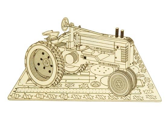 3D Model Metal Puzzle Farm Tractor Silver