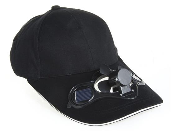 Baseball Hat Black with Solar Fan
