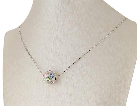 Crystal Ball Pendant Necklace White