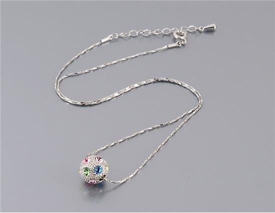 Crystal Ball Pendant Necklace White