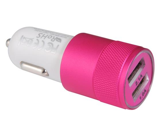 Dual USB Port Fast Car Charger Red