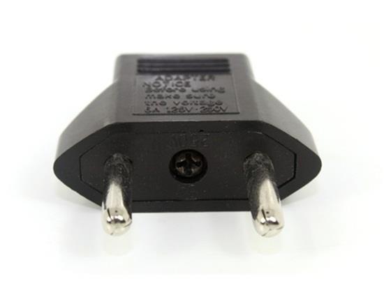 Flat To Round Plug Adapter Converter For Europe Black