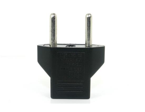Flat To Round Plug Adapter Converter For Europe Black