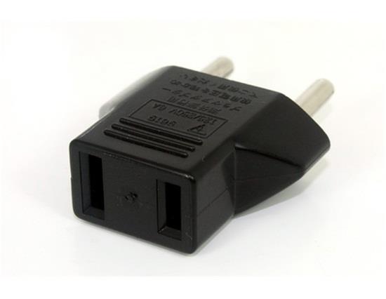 Flat To Round Plug Adapter Converter For Europe Black