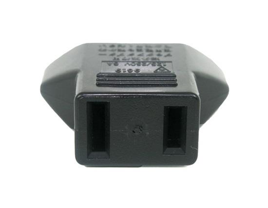 Flat To Round Plug Adapter Converter For Europe Black