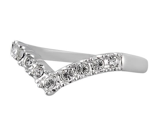 V-Shaped Ring Sz 9 White Gold