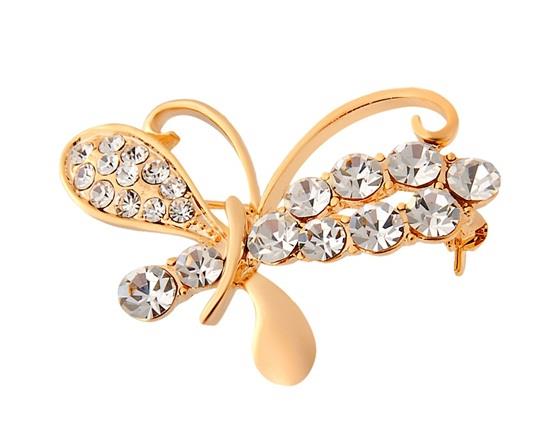 White Crystal Butterfly Brooch