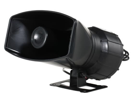 5-Tone Electronic Siren With Microphone Black