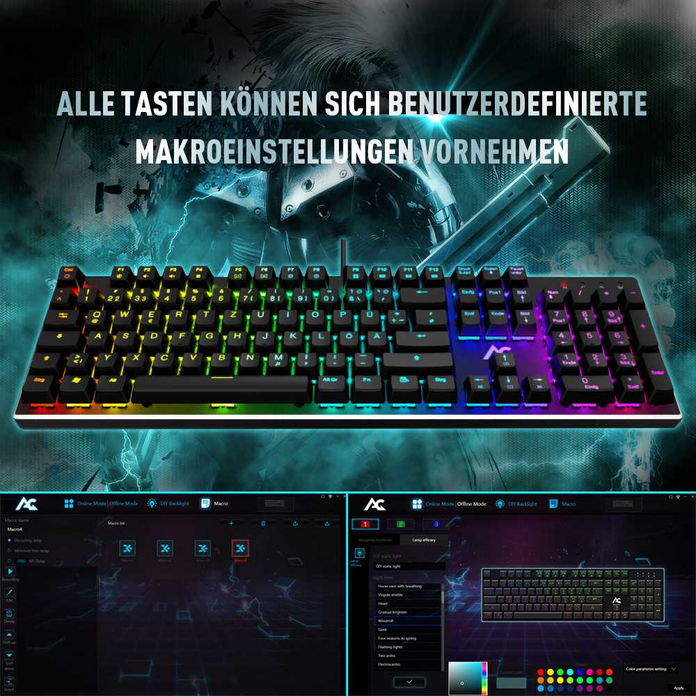 ACGAM AG-109R 105 Keys Programmable RGB Mechanical Keyboard Black