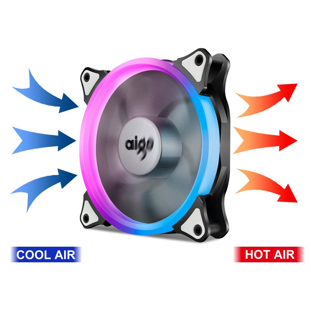 Aigo 1Pcs RGB 120MM Case Cooling Fan White + Black