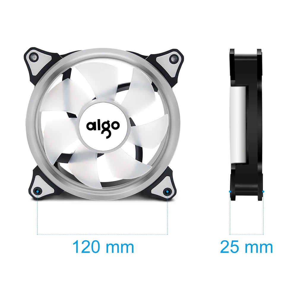 Aigo 1Pcs RGB 120MM Case Cooling Fan White + Black