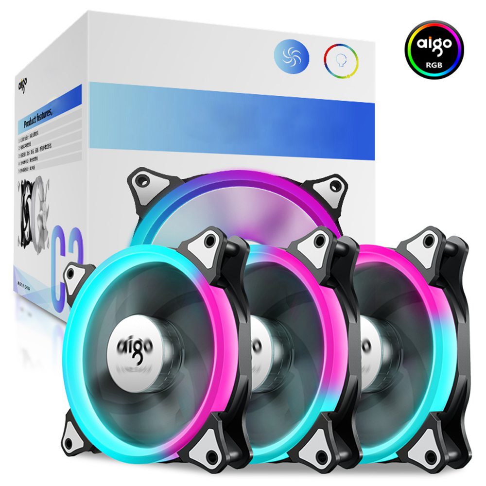 Aigo C3 3-Pack RGB 120MM Case Cooling Fan White + Black