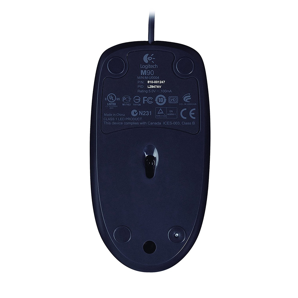 Logitech M90 USB Wired Mouse 1000 Dpi Black