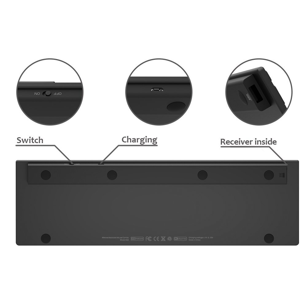 Rii K22 2.4G Wireless German Keyboard With Large Touchpad Black