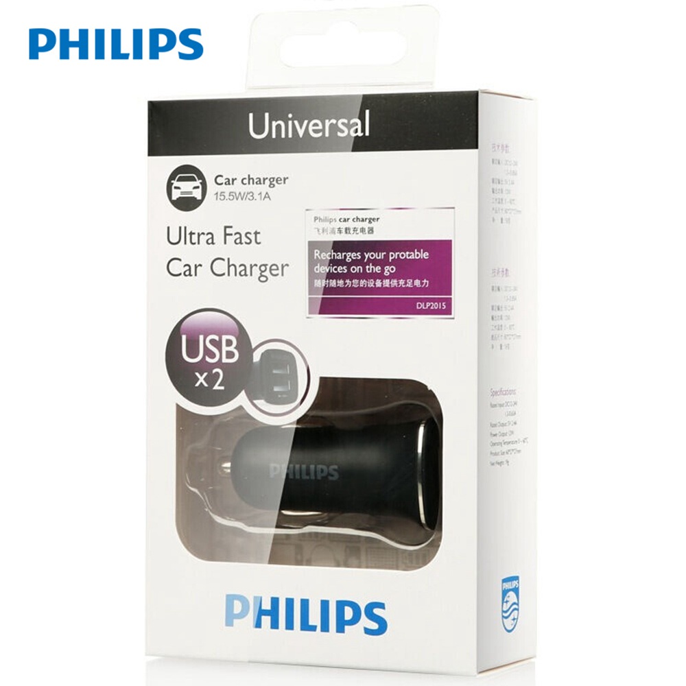 Philips DLP2015 Universal Quick Double USB Car Charger 3.1A