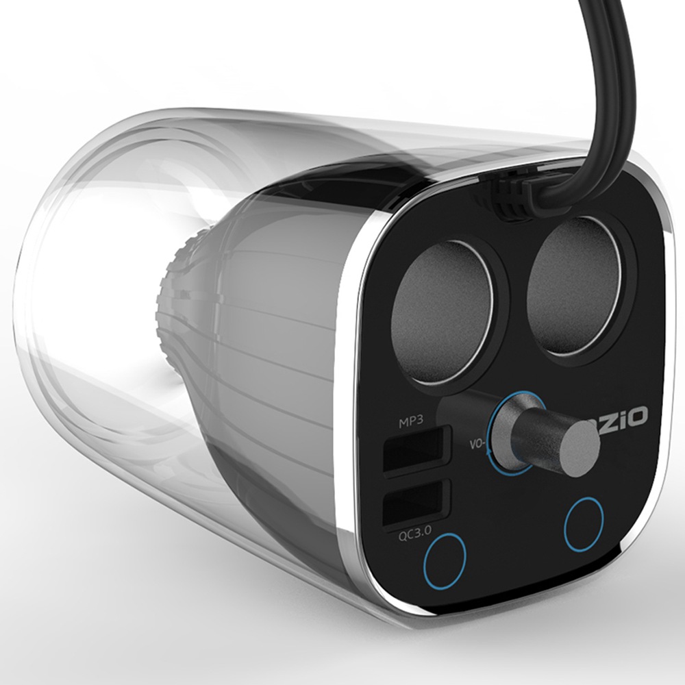 OZIO BC-120Q 120W Car Charger Dual USB Ports LED Digital Display