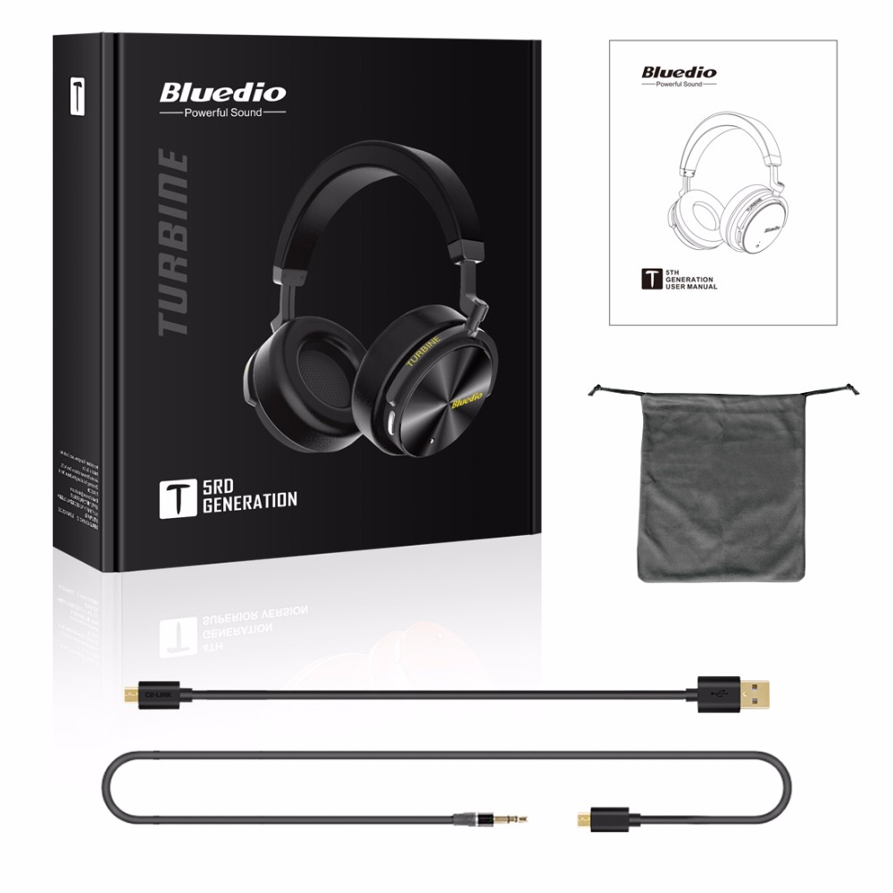 Bluedio T5 Bluetooth Headphone with Mic Black