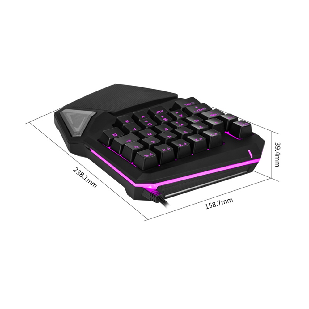 Delux T9 Pro Wired One-Handed Gaming Keyboard 7 Colors Backlight