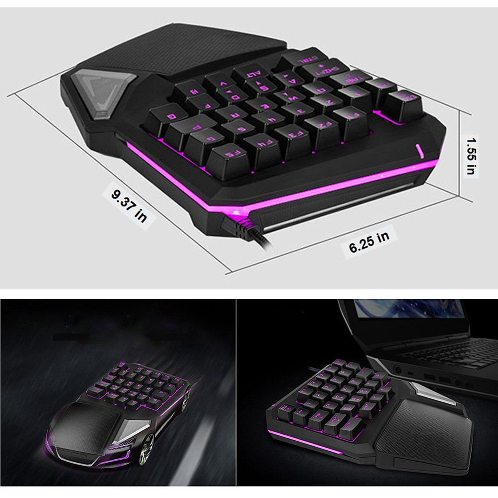 Delux T9 Pro Wired One-Handed Gaming Keyboard 7 Colors Backlight