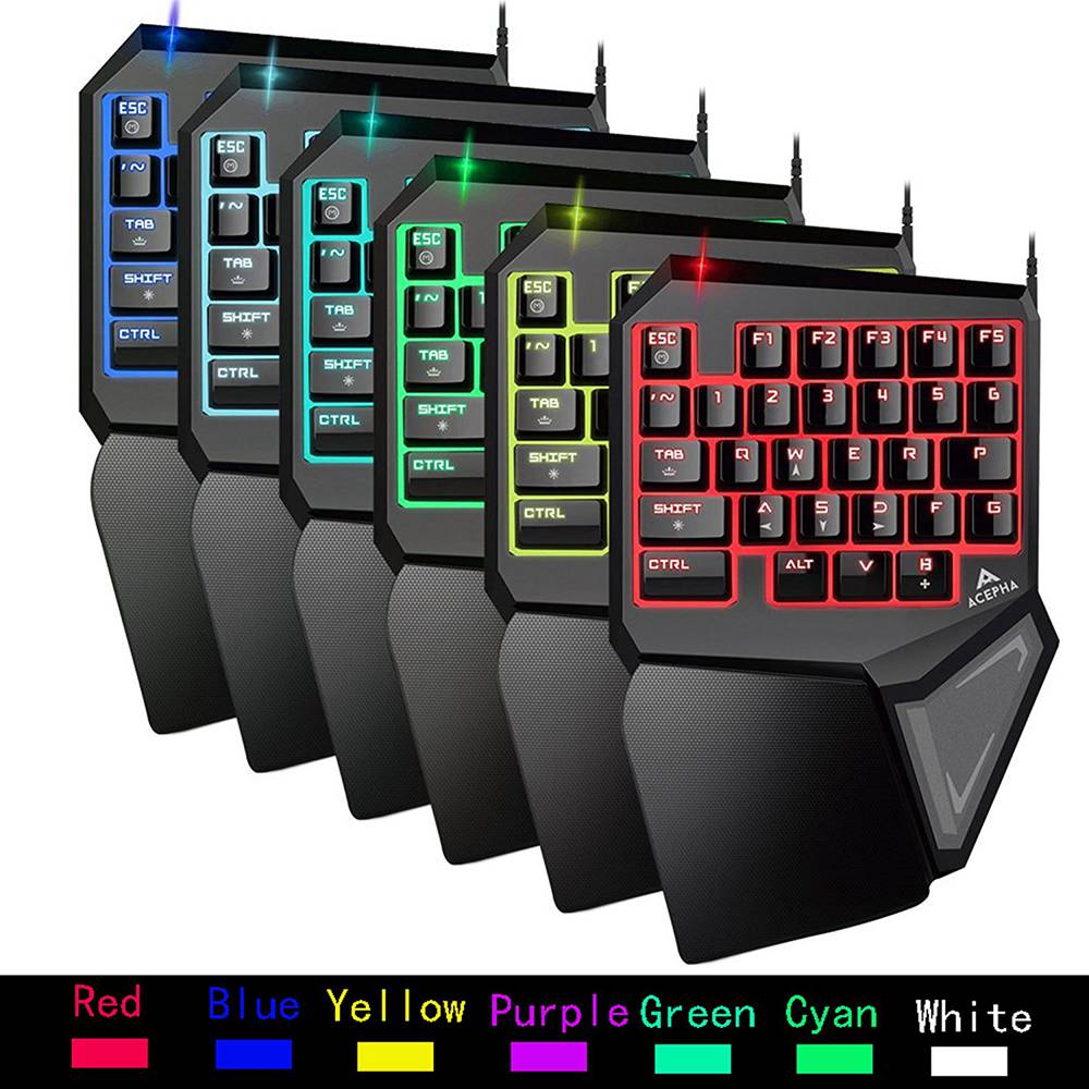 Delux T9 Pro Wired One-Handed Gaming Keyboard 7 Colors Backlight