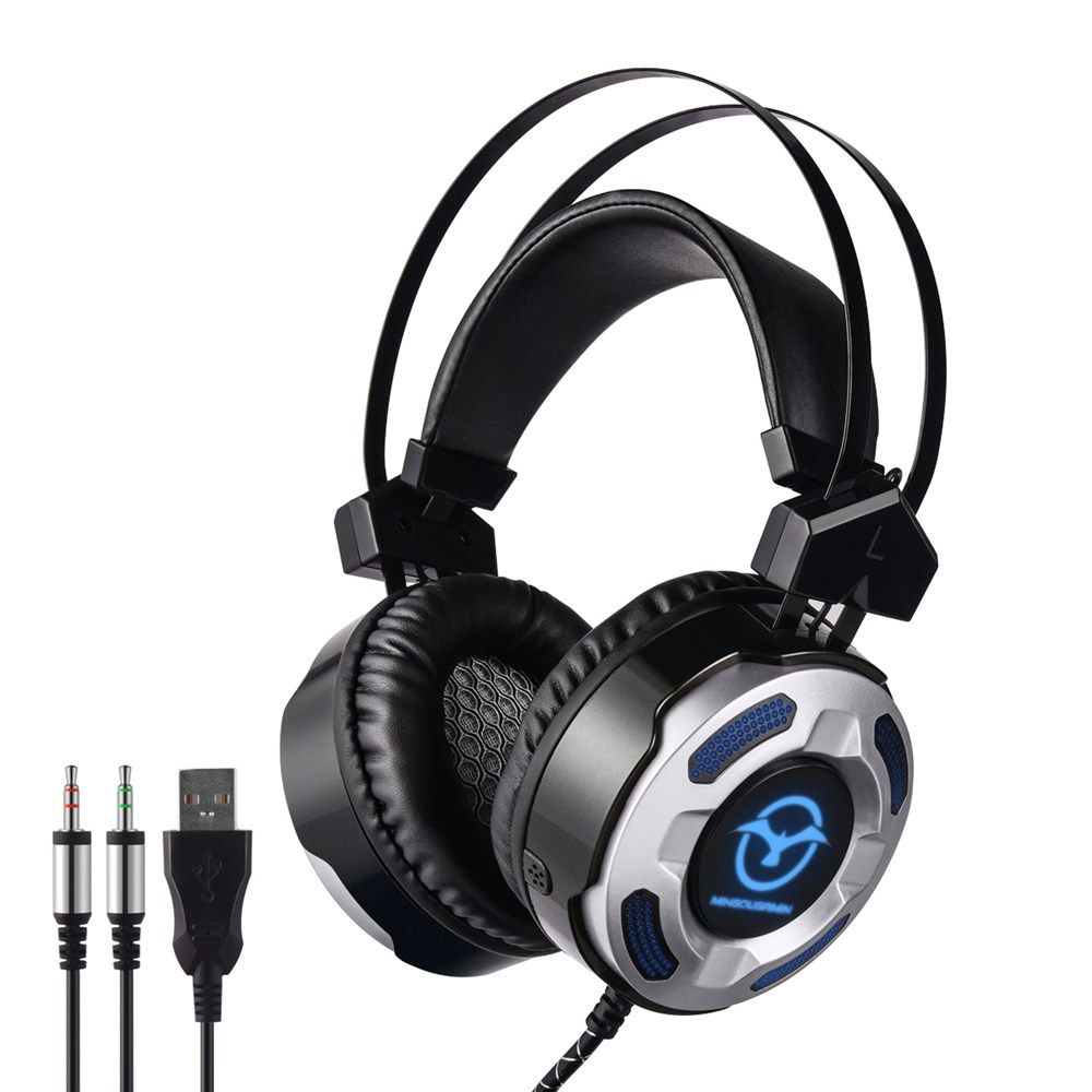 M2 Gaming Headset Glowing with Mic Black Silver