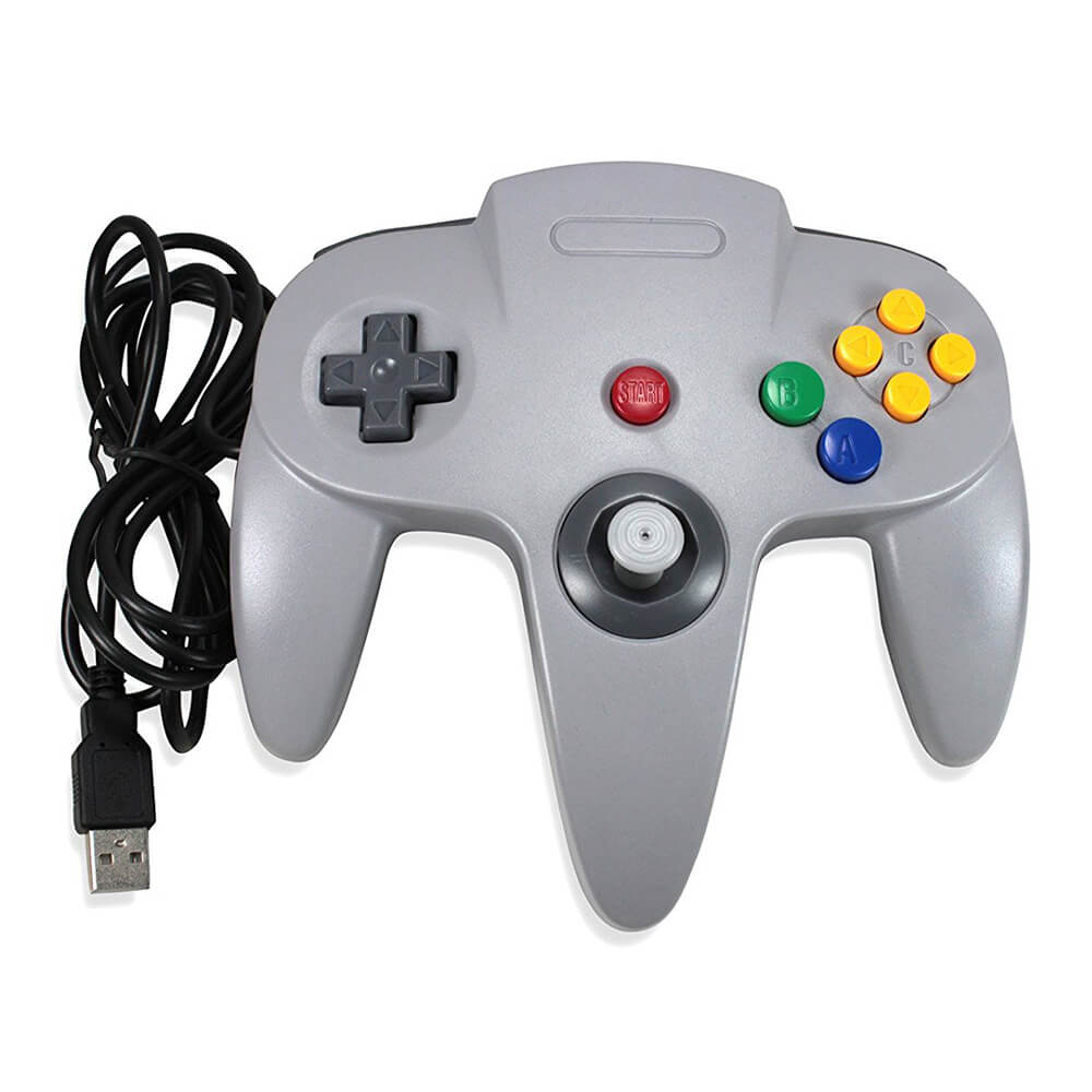 Retro N64 Bit USB Wired Controller Grey