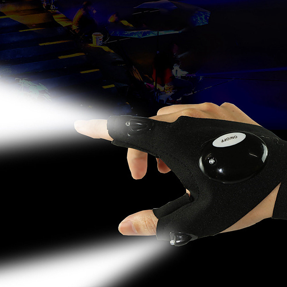 LED Half-finger Glove Black Right Hand