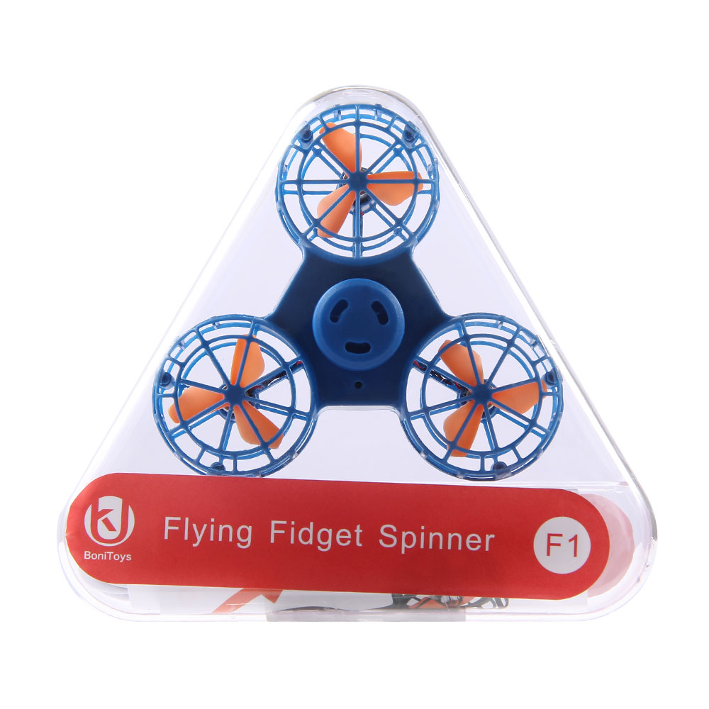 BoniToys Tiny Toy Drone Flying Fidget Spinner Blue