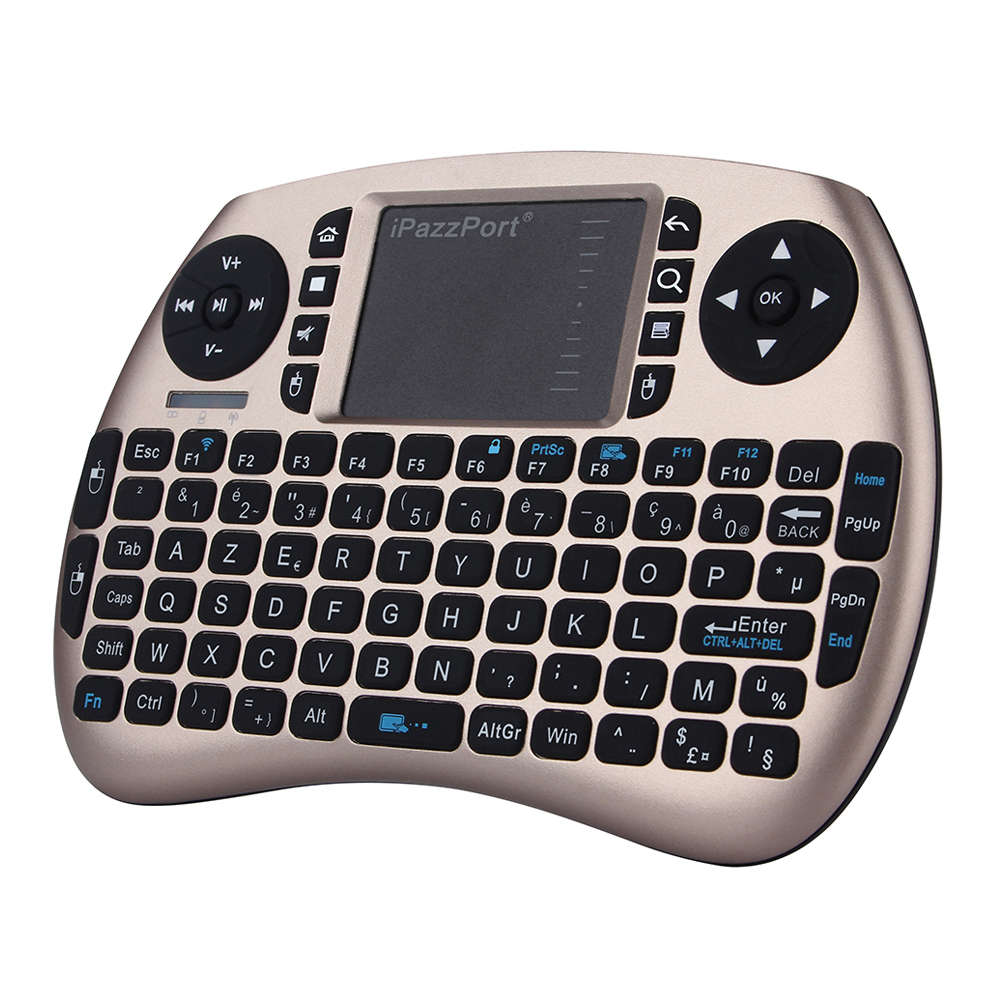 iPazzPort KP-810-21SD French Mini Wireless Keyboard-Gold
