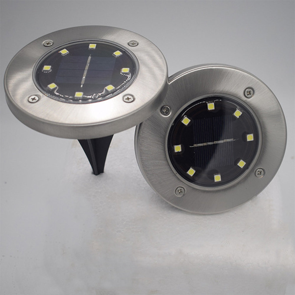 8 LED Solar Powered Ground Light Black