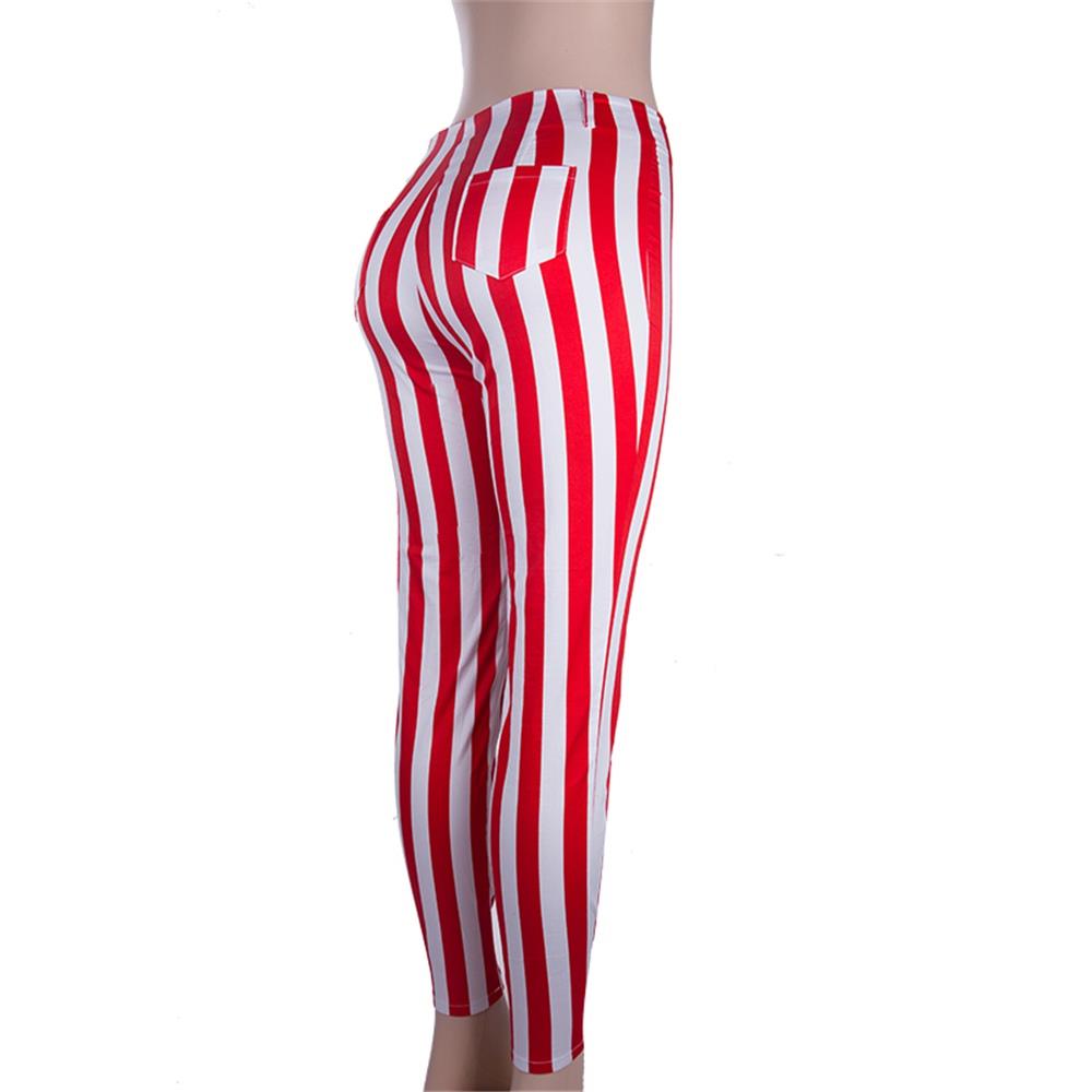 Women's Striped Pencil Pant Red