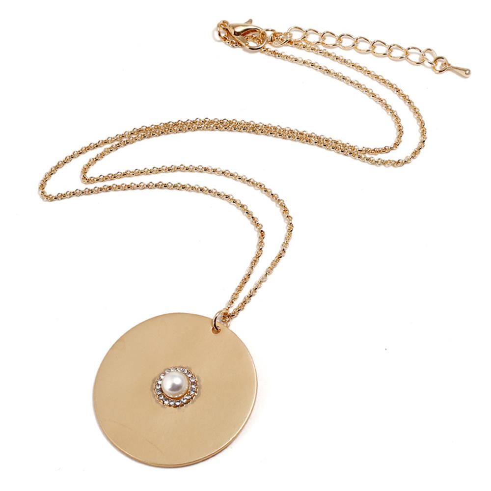 Round Pearl Shape Necklace for Women Pendant Gold