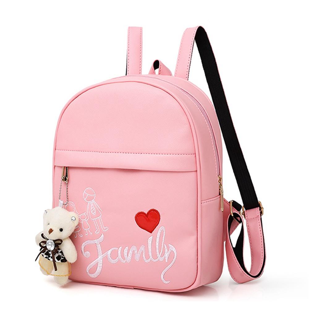 Women's Lovely Family PU Leather Backpack Pink
