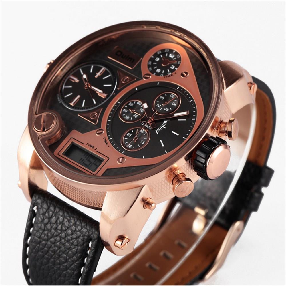 Men's Large Dial Functional Watch Black