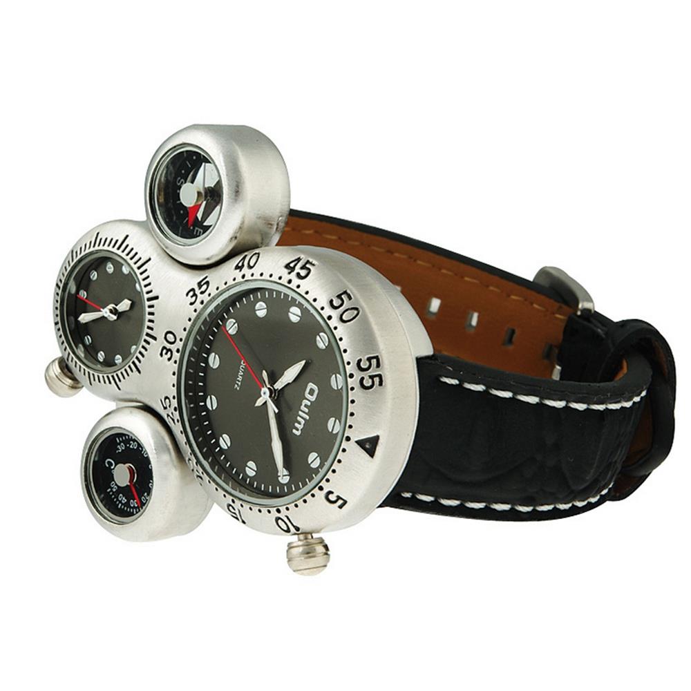 Men's Quartz Watch Compass Thermometer Black