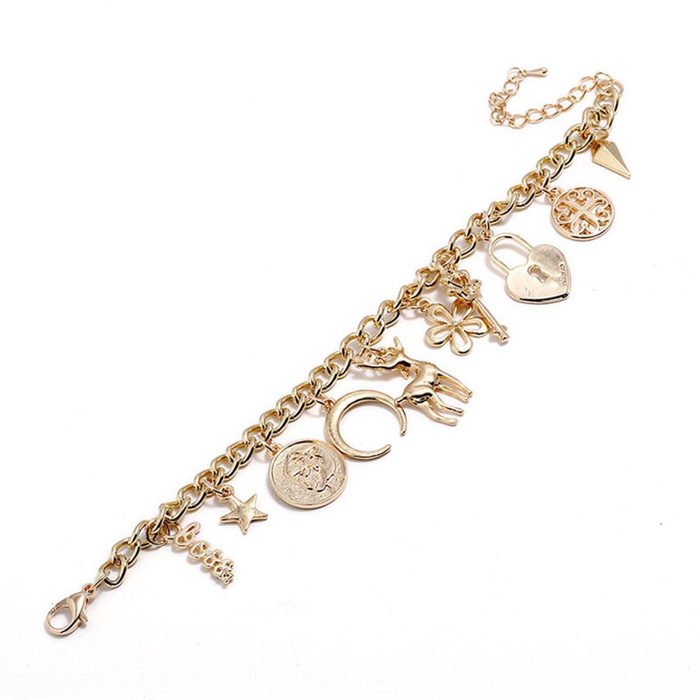 Women's Metal Key Heart-shaped Bracelet Gold