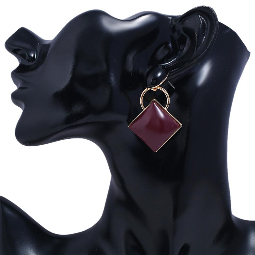 Women's Geometric Shape Earrings Set Red Wine