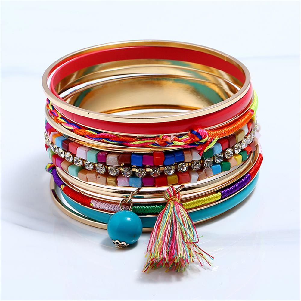 Women's Metal Acrylic-studded Tassel Bracelets Multied Colour