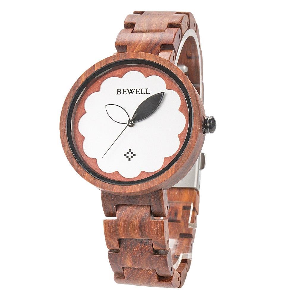 BEWELL Quartz Watch Leather Band Dial Plate Wristwatch-Brown