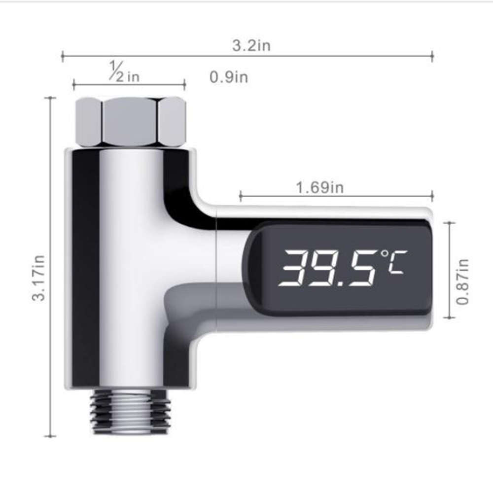 LED Digital Shower Thermometer Silver