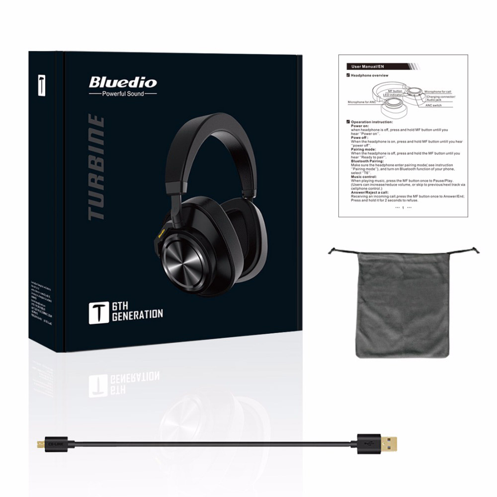 Bluedio T6 Headphones Wireless Bluetooth Headset Black
