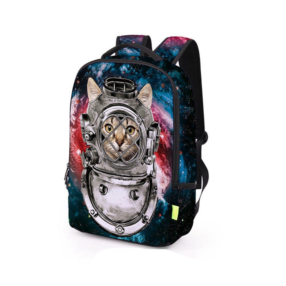 3D Creative Printed Robot Cat Pattern Backpack Multi Color