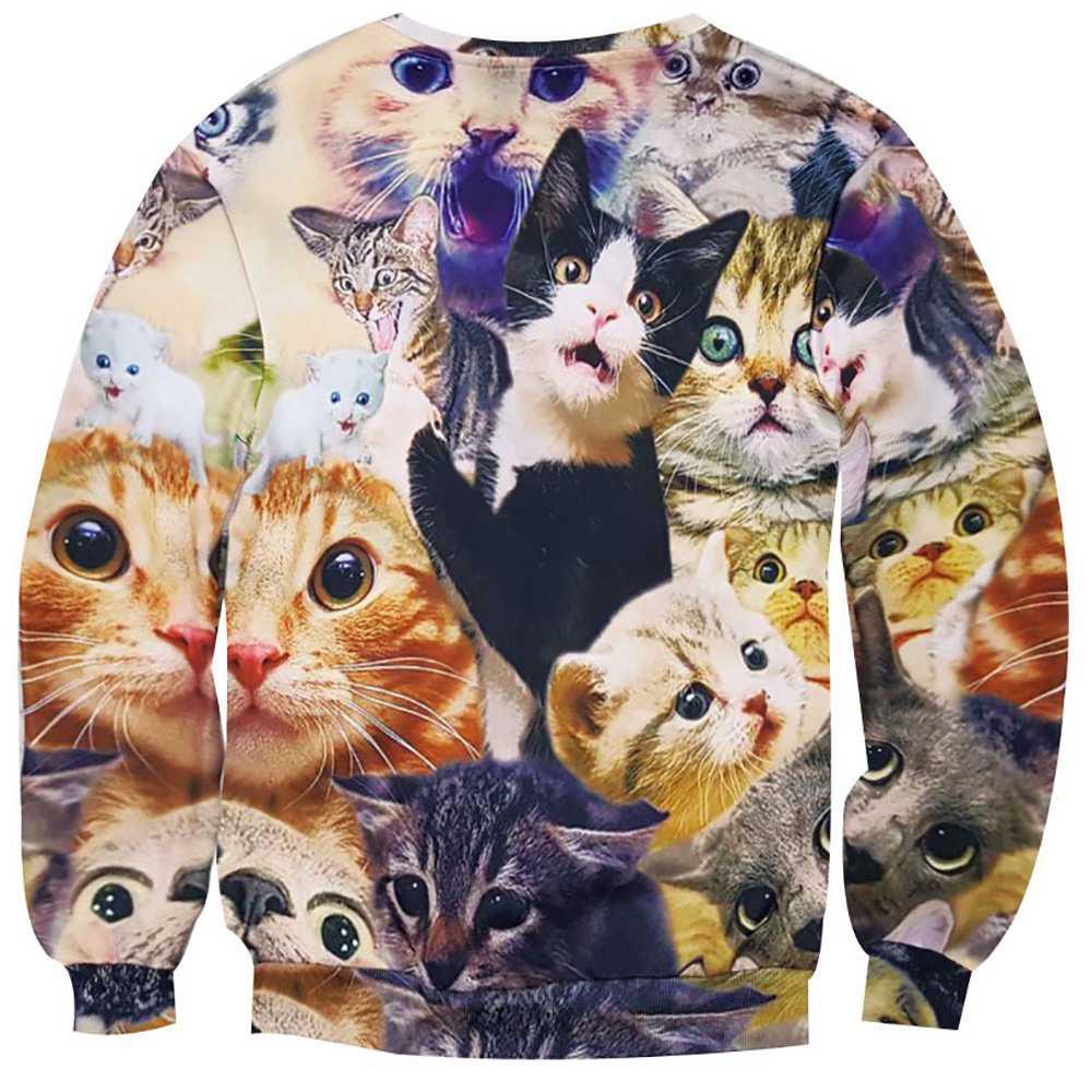 3D Digital Printed Anime Cat Pattern Crewneck Sweatshirt Size XL