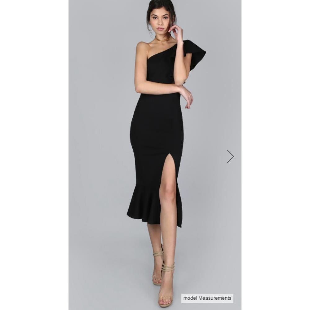 Women Strapless Ruffle Dress Black