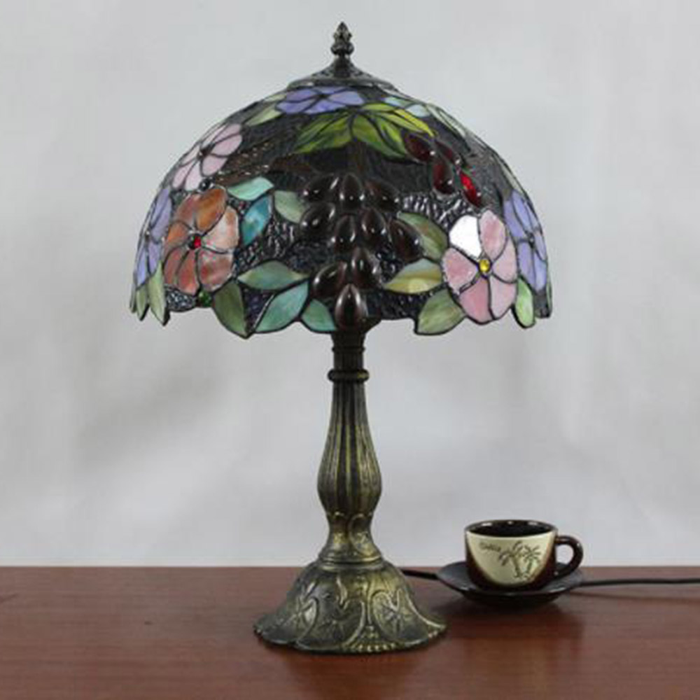 FUMAT TIFFANY Lamp Stained Glass Grape Table Lamp Multi-color