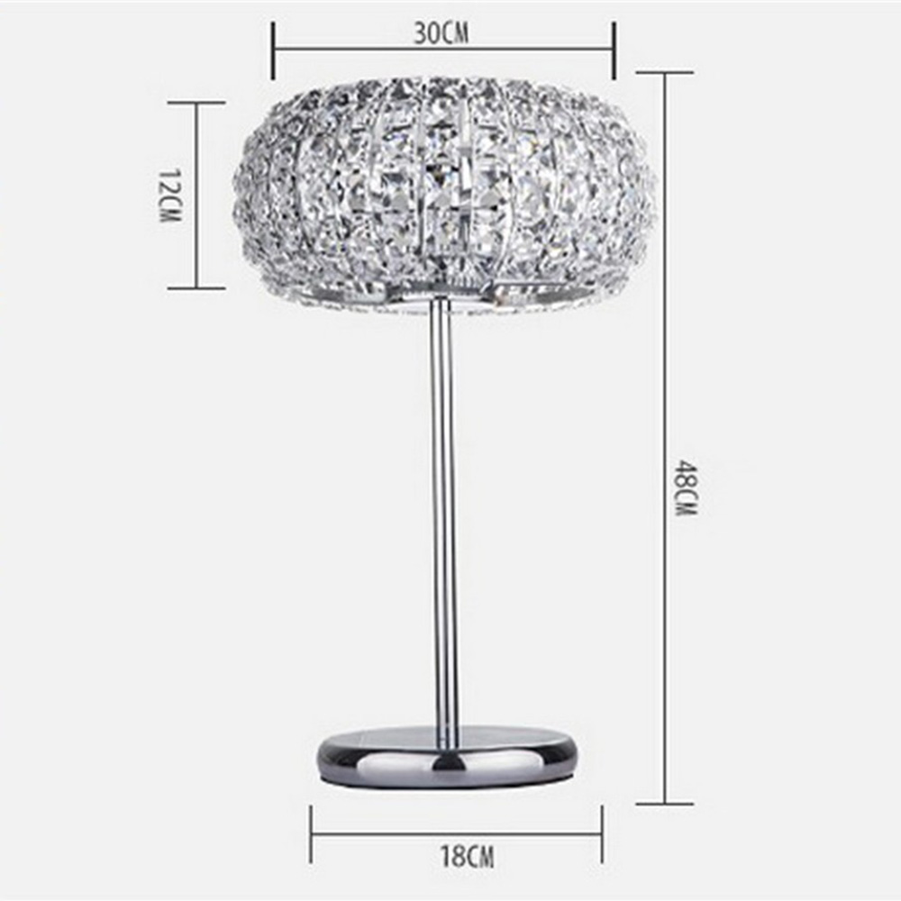 FUMAT TIFFANY Lamp Modern K9 Crystal Round Table Lamp Silver