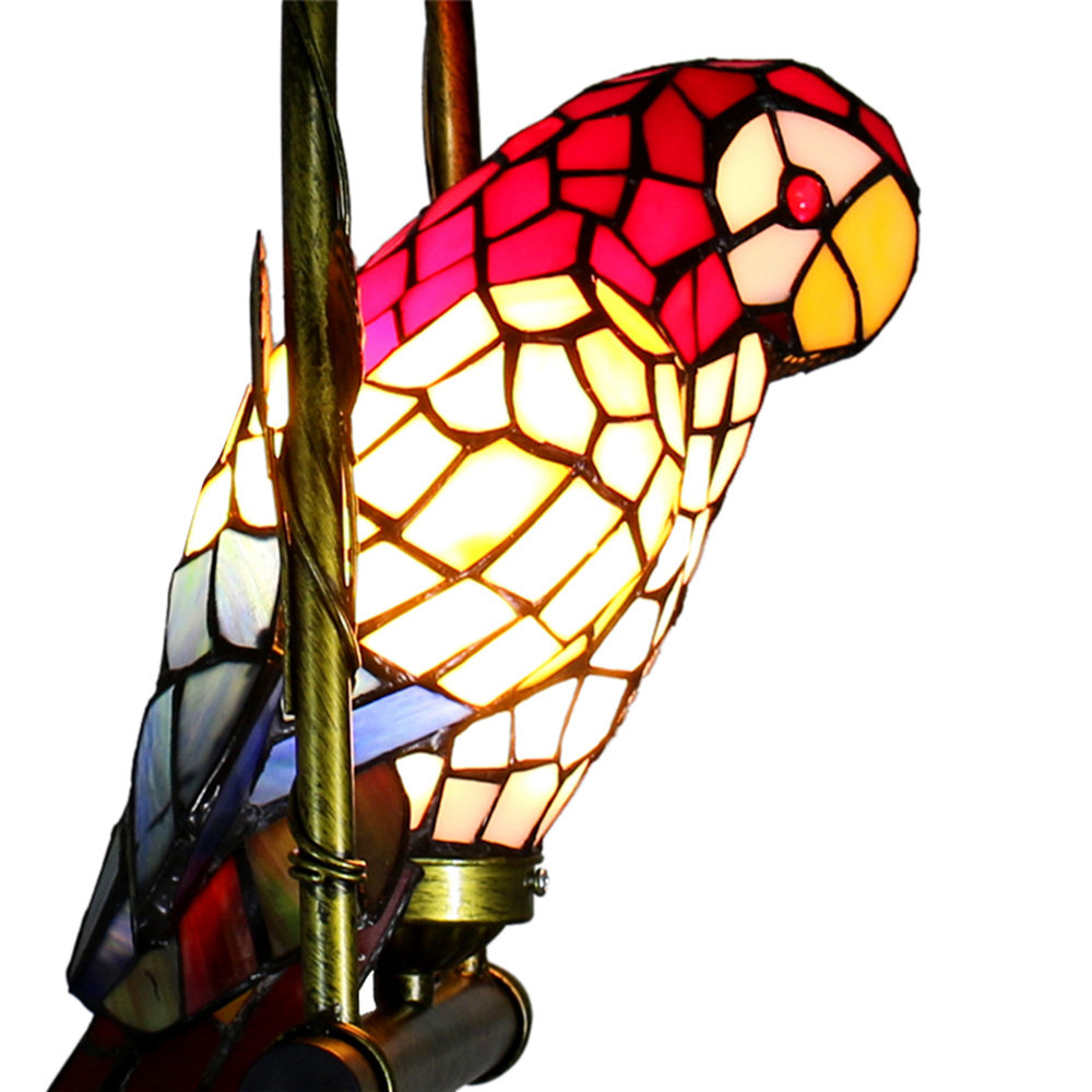 FUMAT Tiffany Glass Lights Stained Glass Parrot Pendant Lamp
