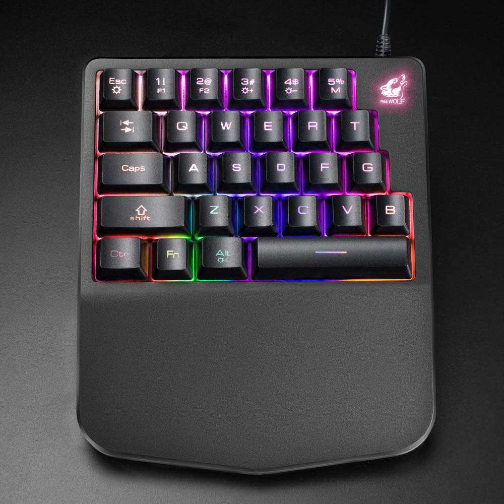 Free Wolf K11 Wired One-hand Membrane Gaming Keyboard Black