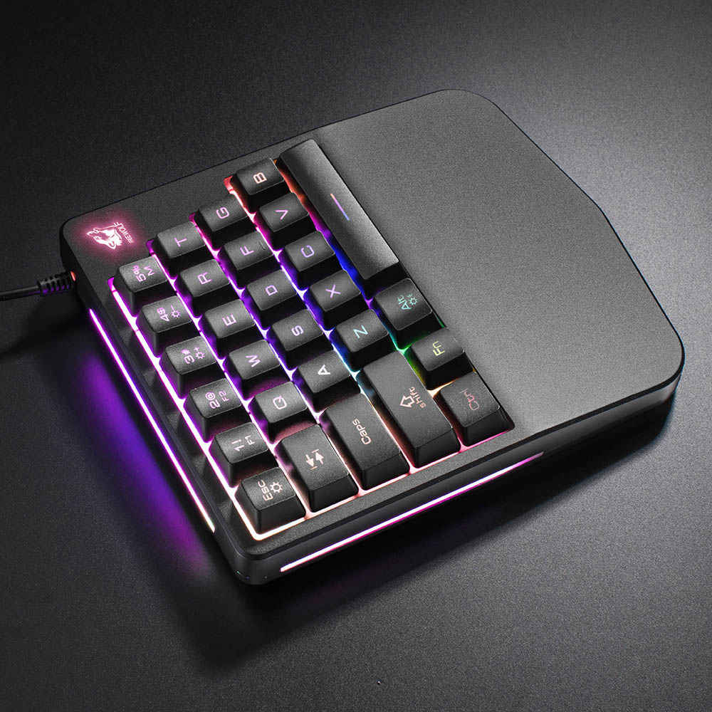 Free Wolf K11 Wired One-hand Membrane Gaming Keyboard Black